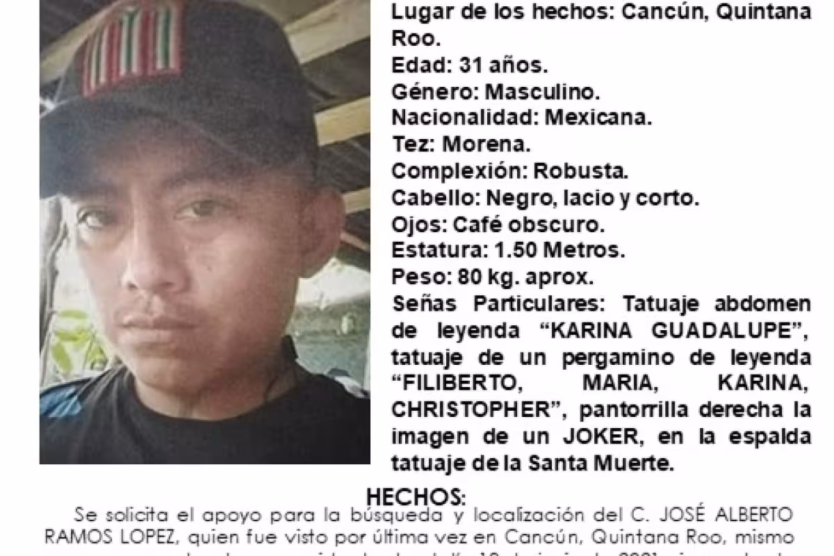 Reportan desaparición de José Alberto Ramos López en Cancún, Quintana ...