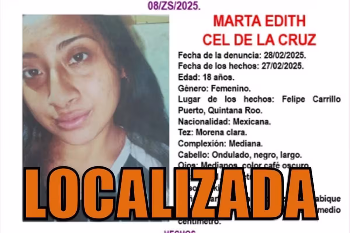Localizan a la joven Marta Edith C.C. en Felipe Carrillo Puerto - PorEsto