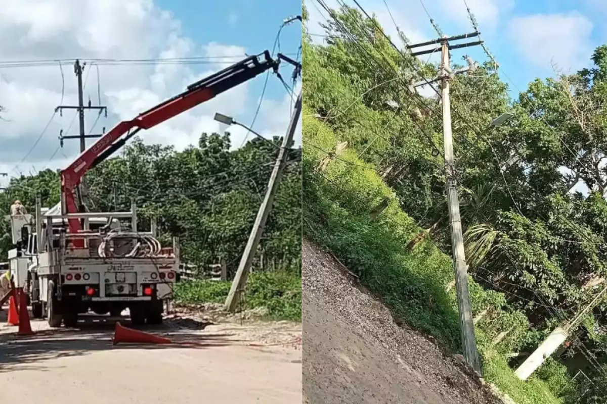 Cae poste de la CFE en Santo Domingo Kesté, Champotón tras intensas ...