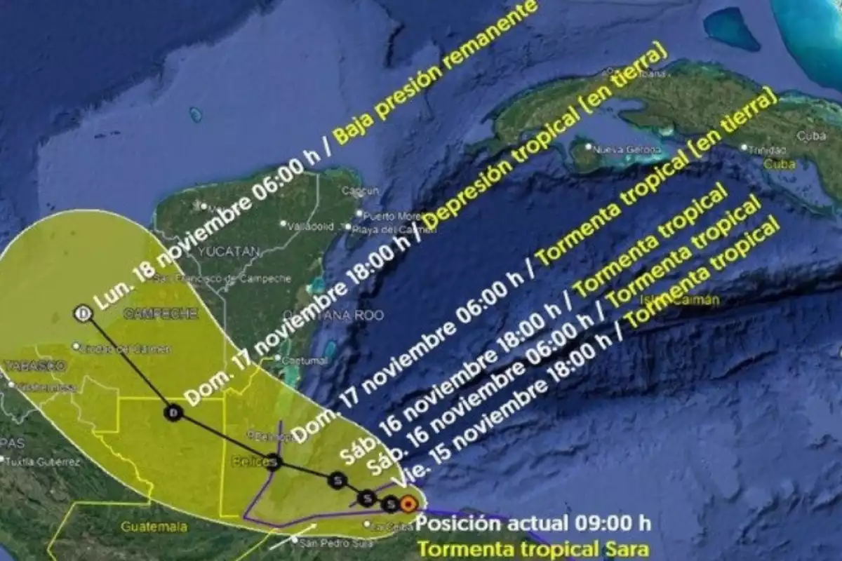 Tormenta Tropical Sara atravesará Campeche como baja presión; esta es ...