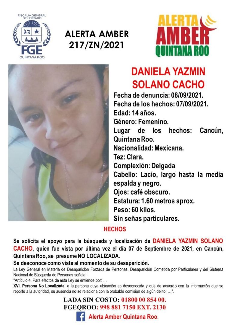 Activan Alerta Ámber para localizar a Daniela Yazmín Solano Cacho, de ...